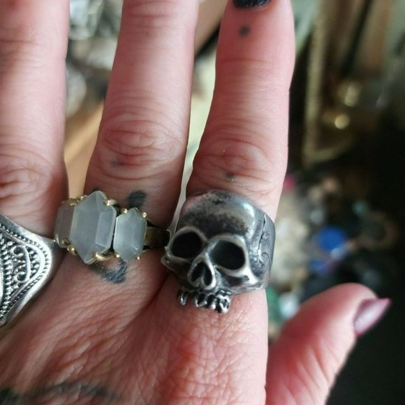 Accessories | Mens Vintage Skull Goth Silver Retro Ring | Poshmark
